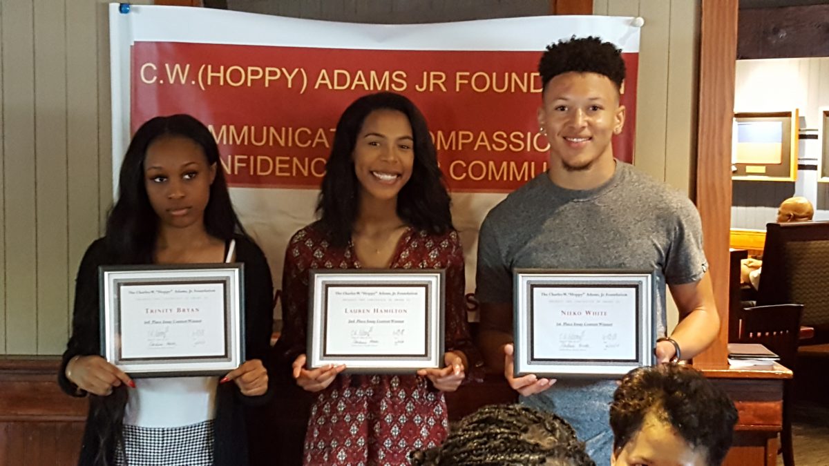 Congratulations to Our 2018 Essay Winners – C.W. Hoppy Adams Jr ...